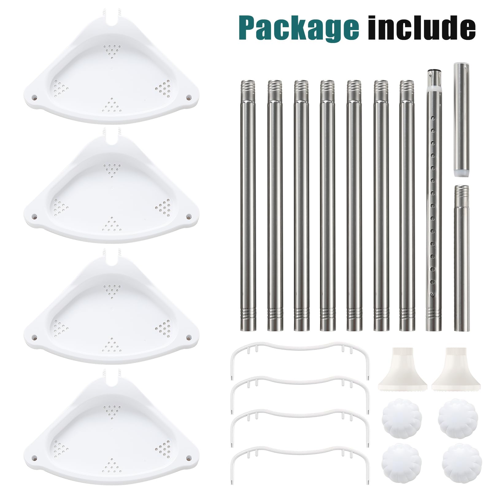 HOSKO Shower Caddy Tension Pole, 4-Tier Adjustable Tension Rod Shower Caddy Corner, Rustproof Shower Organizer Corner Shelf 54 to 114 Inch