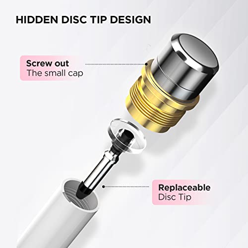 Pen for Tablet, Capacitive Disc Tip Stylus Pencil & Magnetic Cap Compatible with All Touch Screens, Pens for Apple iPad pro/5/6/7/8th/iPhone, Samsung Galaxy Tab A7/S7, Chromebook, Touch Pad (Black)