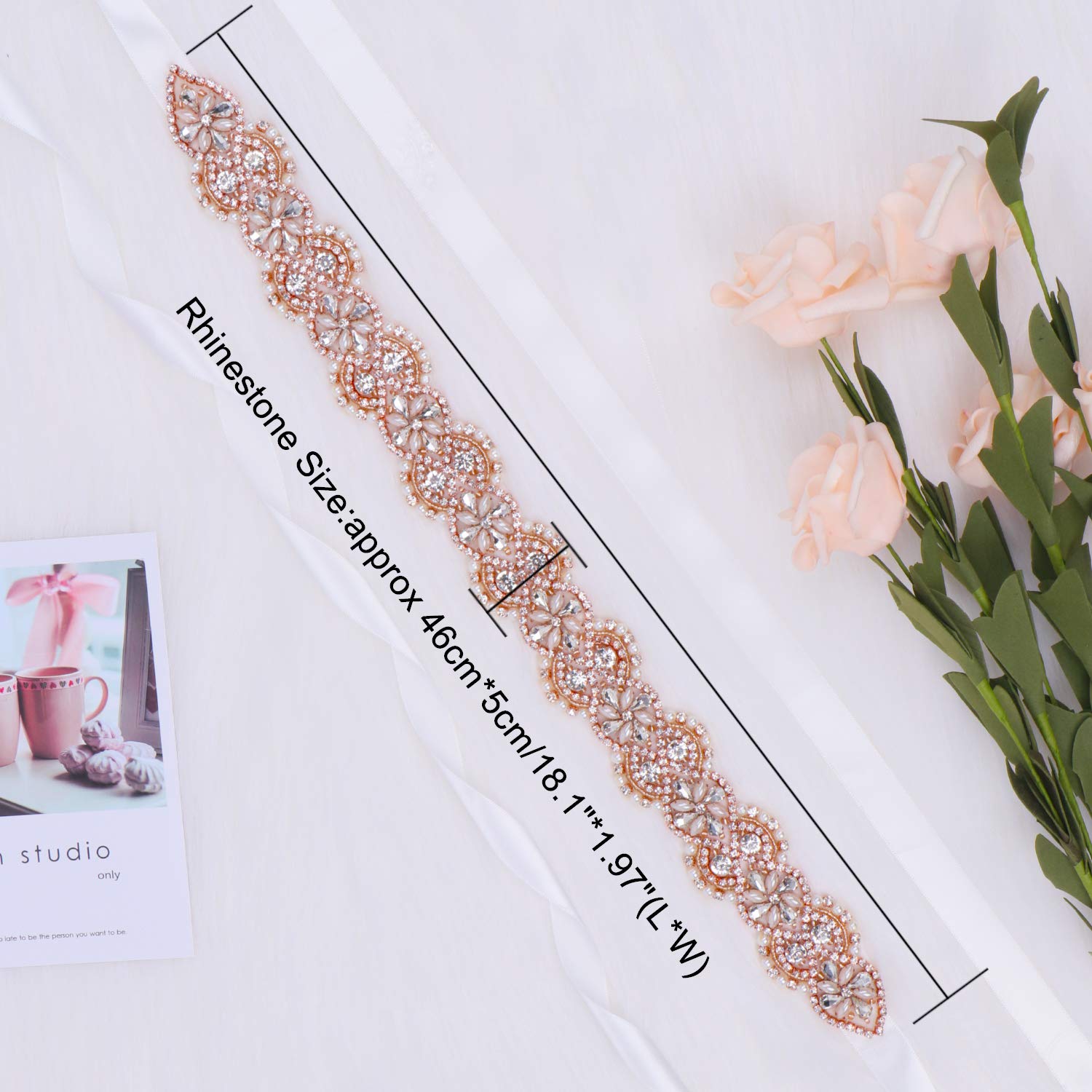 Tendaisy Women's Wedding Belt Crystal Pearls Bridal Sash Rhinestone Dress Belts for Bridal Gowns(Silver-Ivory)