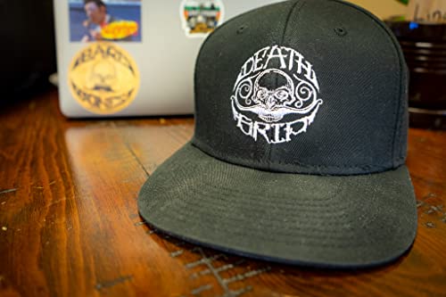 Death Grip Skull Hat | Baseball Cap with Skull Logo Design | Skullcap Back Snap for Men Women & Young Adults Mustache Wax Snapback