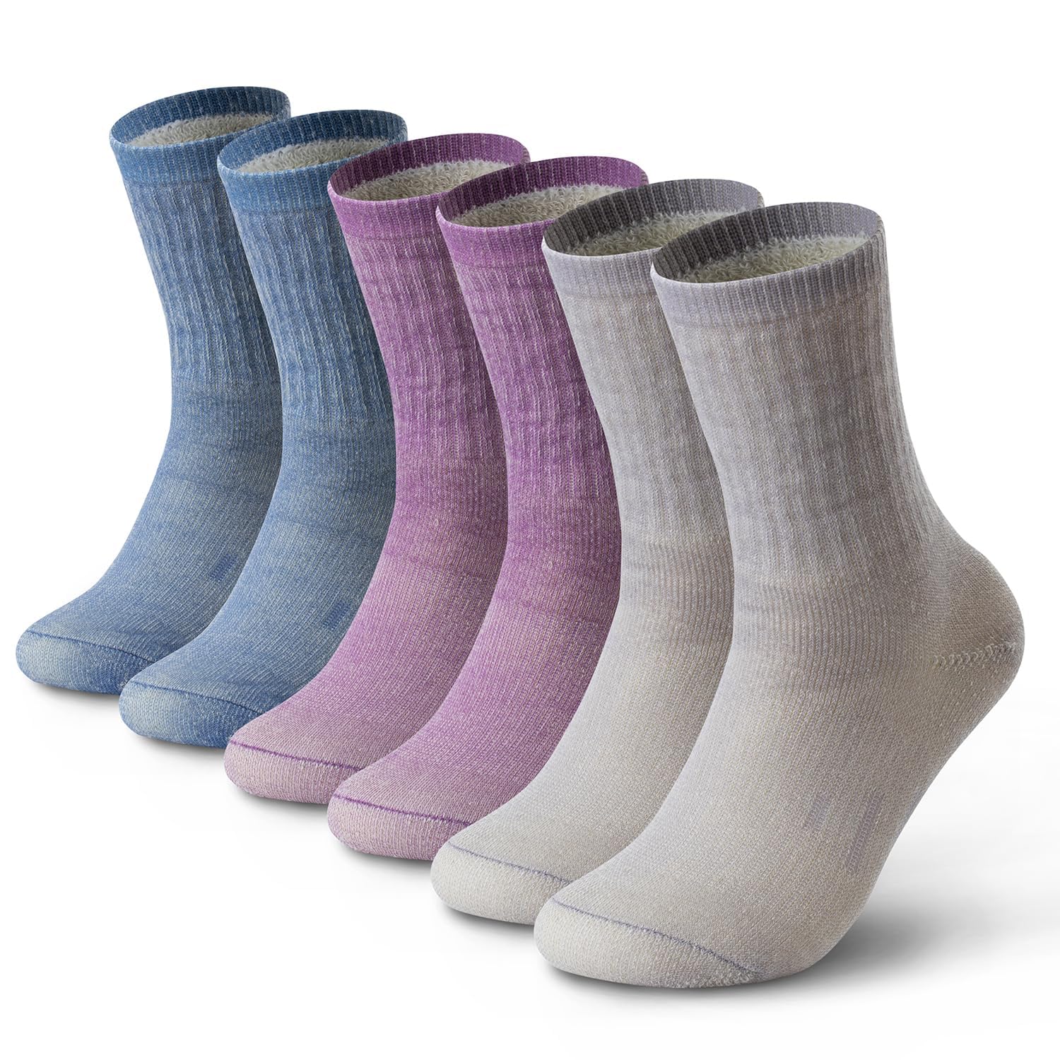 DG Hill 6 Pairs 80% Merino Wool Socks For Men And Women Warm Thermal Wool Socks For Hiking Crew Style Moisture Wicking