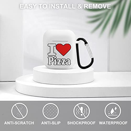 I Love Pizza Silicone AirPods Case Protective Cover Compatible with AirPods 2 & 1 with Keychain