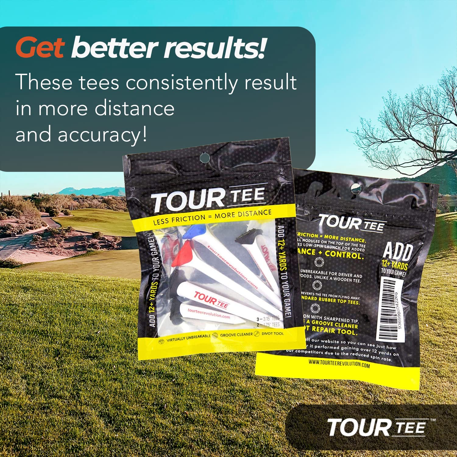CMC Design Tour Tee Combo Pack - Frictionless Golf Tees for More Distance & Consistent Yards - Three 3.15β and Two 1.75β Golf Tees