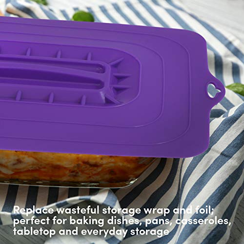 Elite Gourmet Maxi-Matic ECL-3016 Rectangular Silicone Suction Lids and Food Covers Fits various sizes of casseroles, baking pans, dishes or containers, Set of 3, Multicolor