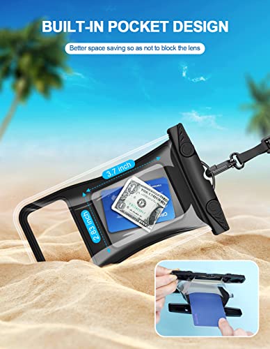Vuwwey Waterproof Phone Pouch, [Built-in Pocket] Floating IPX8 Waterproof Phone Case with Adjustable Lanyard, Underwater Dry Bag Compatible with iPhone 14 13 12 11 Pro Max and Up to 6.9''- 2 Pack