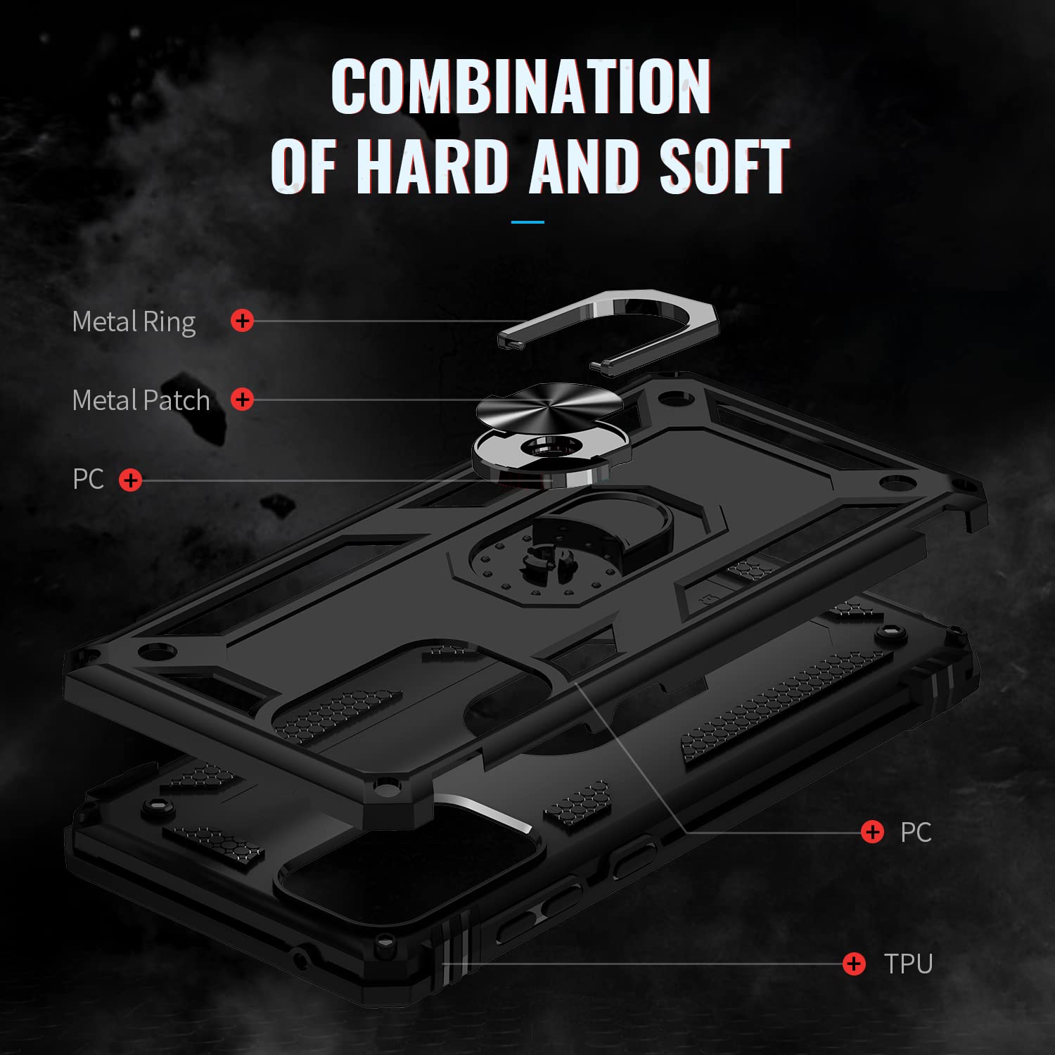 Compatible with Samsung Galaxy A40 Cover,Compatible with Samsung Galaxy A40 SM-A405 Phone Case with Ring Stand 2 in 1 Cases Cover Black