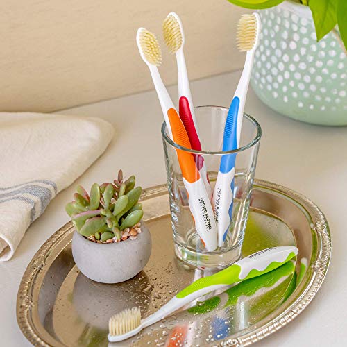 MOUTHWATCHERS - Manual Toothbrushes - Clean Teeth for Family - 4 Count - Floss Bristle Silver - Invented by Doctor Plotka's