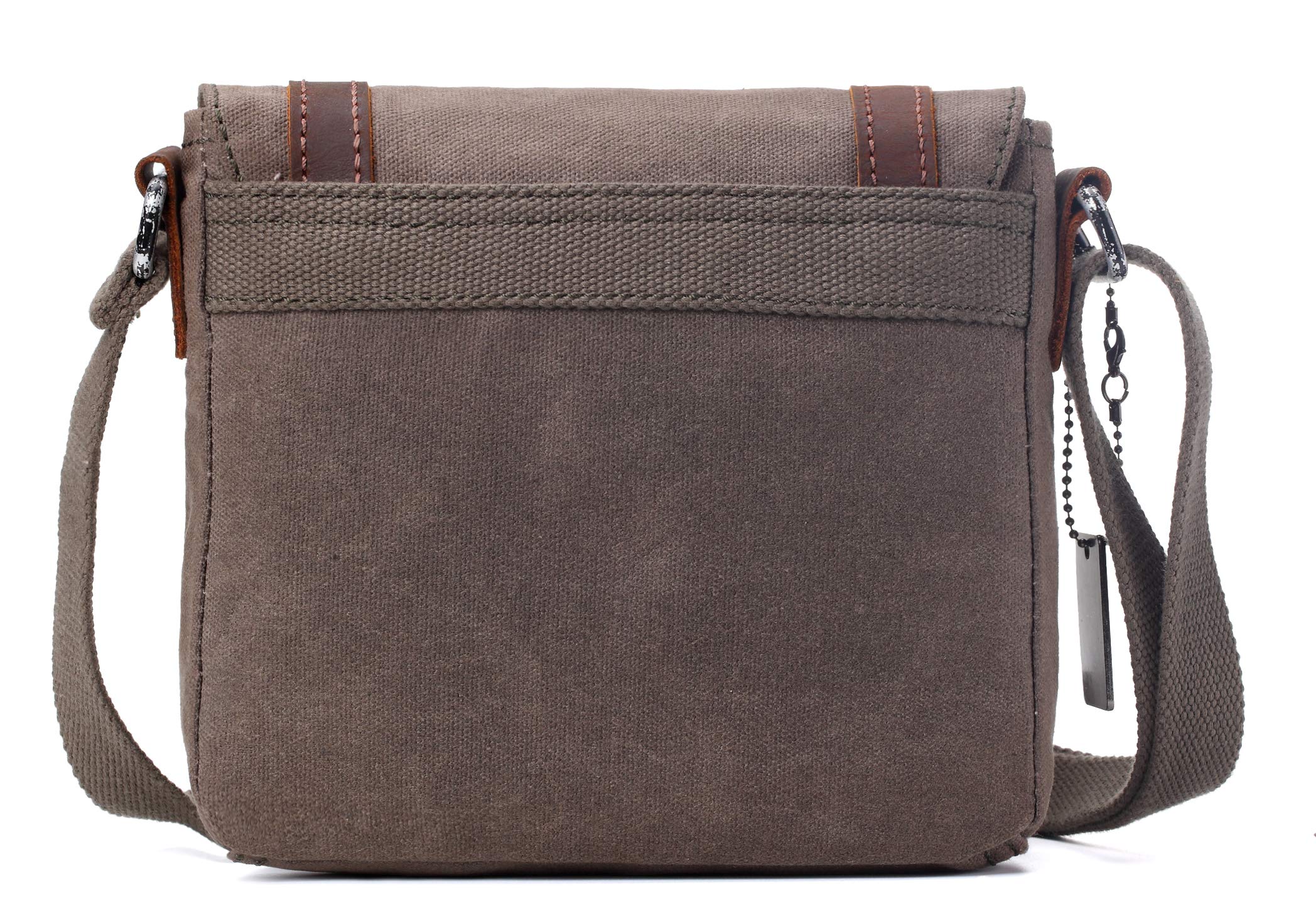 Troop London Heritage Canvas Leather Shoulder Bag, Across Body Bag, Smart Small Travel Bag TRP0428 (Olive)