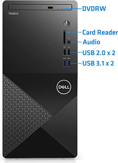 Dell Vostro 3910 Business Desktop PC, Intel Core i5-12400, 32GB DDR4 RAM, 1TB NVME SSD, 3TB HDD, 802.11AX WiFi, Bluetooth 5.2, HDMI, Windows 11 Pro, Professional Tower Computer w/Accessories