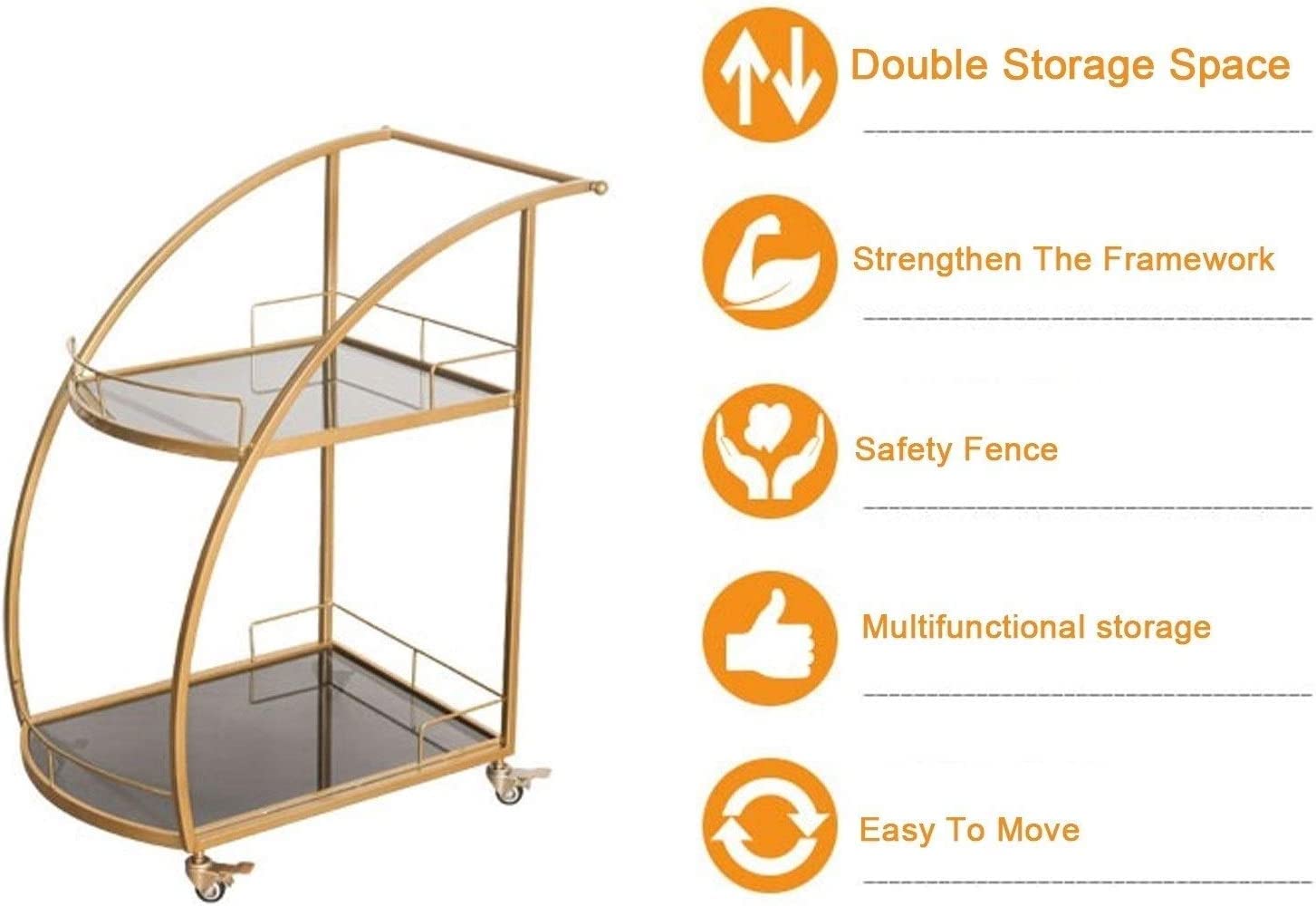 GAABAA Functional Trolley Shopping Cart with Storage Box Outdoor Trolley Mini Bar Cocktail Trolley Bar Drinks Cart Camping Trolley Side Table Display Cabinet,for Home, Living Room