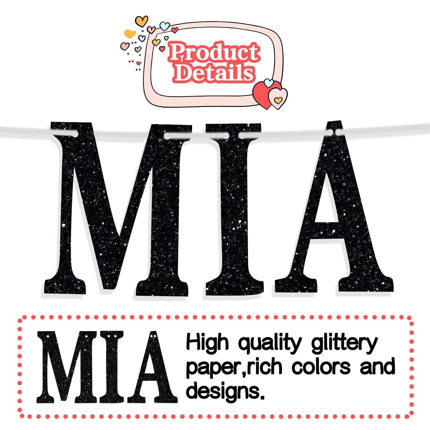 Mamma Mia She is Getting Married Banner, Newly Engaged/Wedding Gift for Bride, Engagement/Wedding/Brial Shower Party Decoration Supplies for Friends, Black Glitter