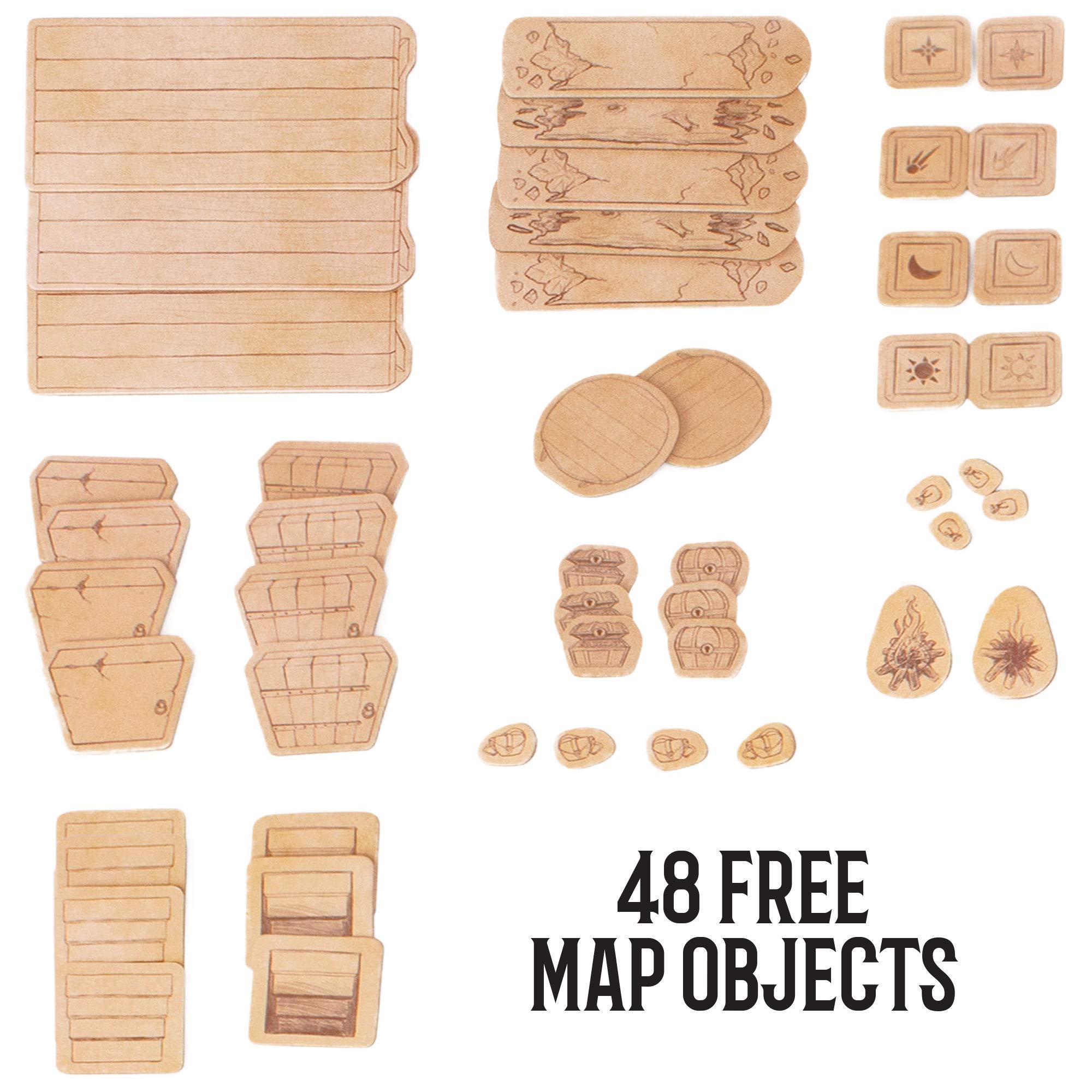 Stratagem The Master's Atlas Grid Tiles-Reversible Dry Wet Erase Battle Map for 3D DND-RPG Tabletop RPG Scenery-Dungeons Dragons Pathfinder- Tabletop Grid| Blank/Parchment - 44 Tiles & 48 Tokens
