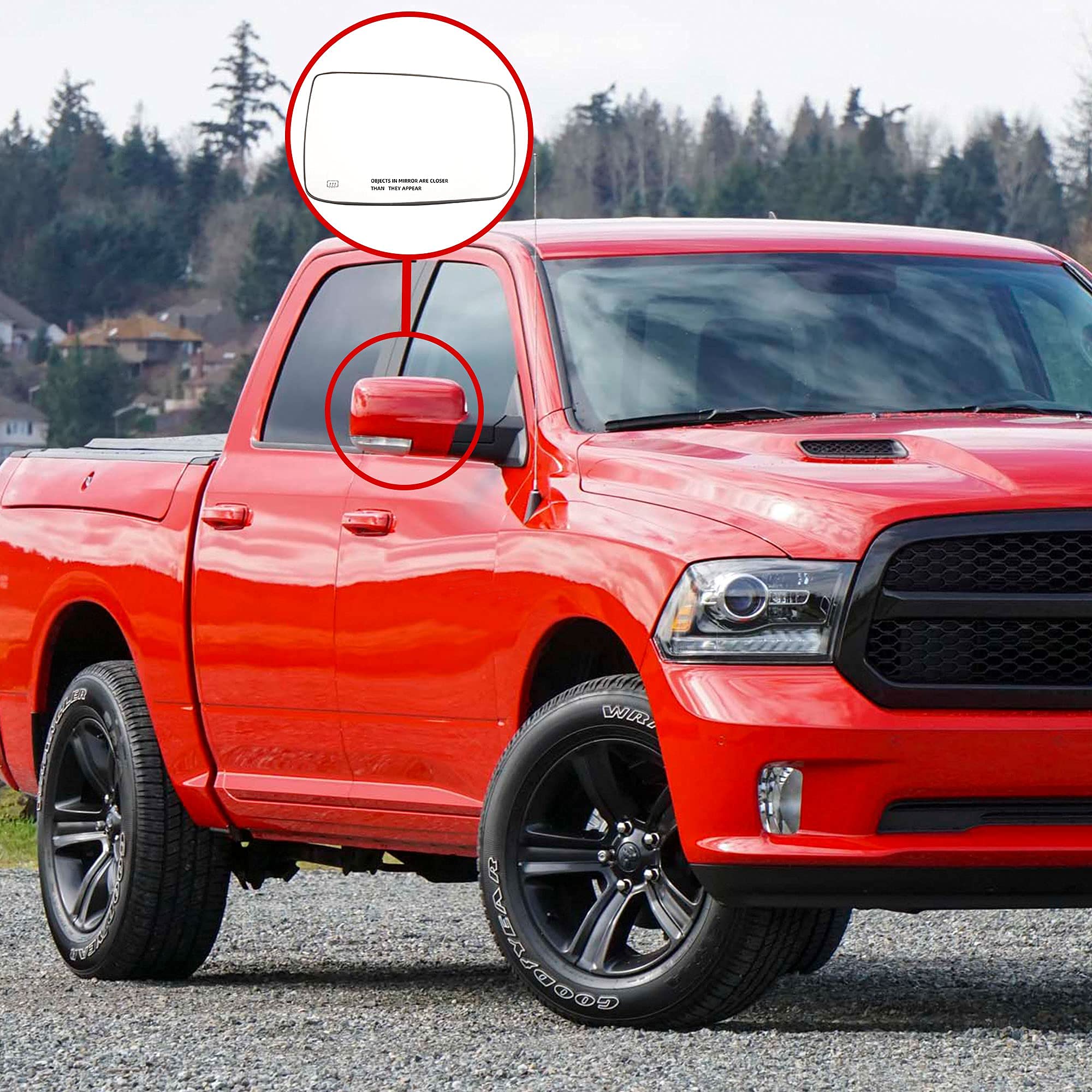 Dasbecan 68050299AA Left Driver Side Heated Mirror Glass Compatible with 2009-2018 Dodge Ram 1500 2500 Glass Replaces 68079363AA Side Mirror With Backing Plate
