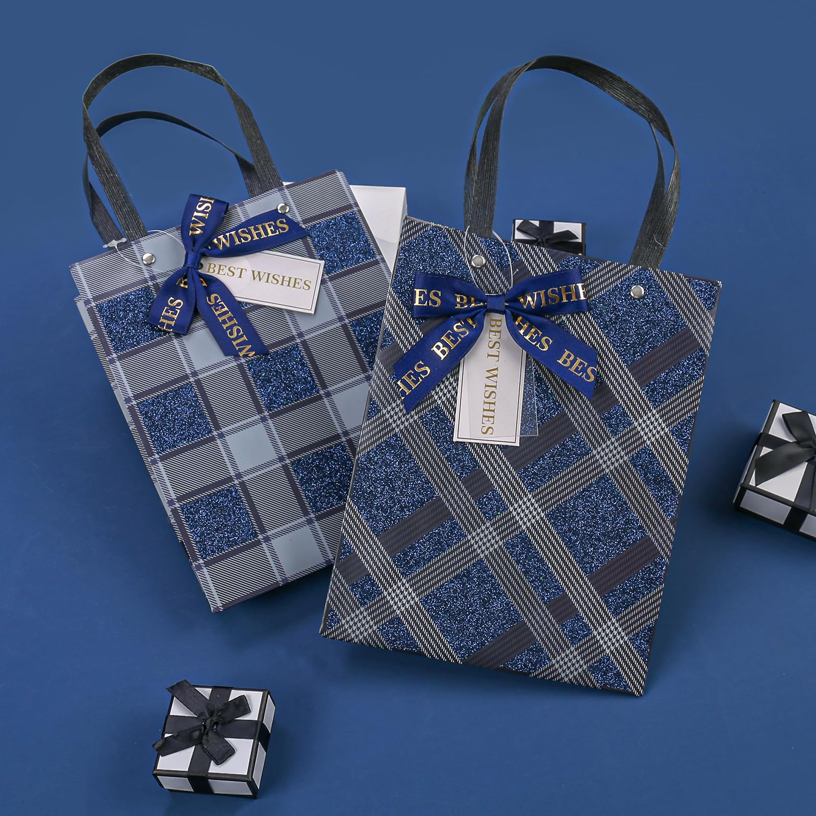 lilymelon 2 Pack 9" Medium Size Gift Bags Assorted Premium Gift Bags with Tissue Paper For Birthdays, Baby Shower,Weddings,Party Favor 7" X 4" X 9"