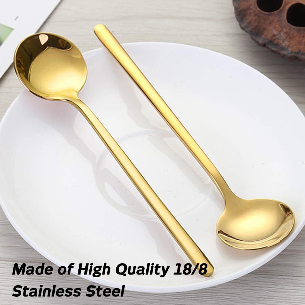 Espresso spoons 18/10 Stainless Steel 10 Piece Vogue Mini Teaspoons Set for Coffee Sugar Dessert Cake Ice Cream Soup Antipasto Cappuccino 5 Inch Frosted Handle