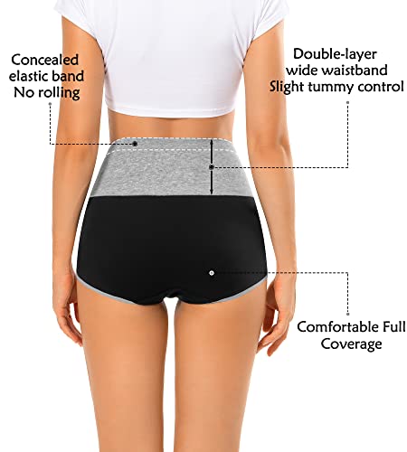 MISSWHO Cotton High Waisted Womens Underwear, Tummy Control Postpartum Essential Panties Full Coverage, C Section Ladies Briefs Plus Size Underpants 5 Pack Size 7 Large