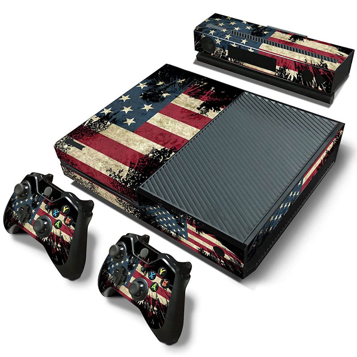 DOMILINA Protective Vinyl Skin Decal Cover for Xbox One Console Wrap Sticker Skins with Two Free Wireless Controller - USA Flag