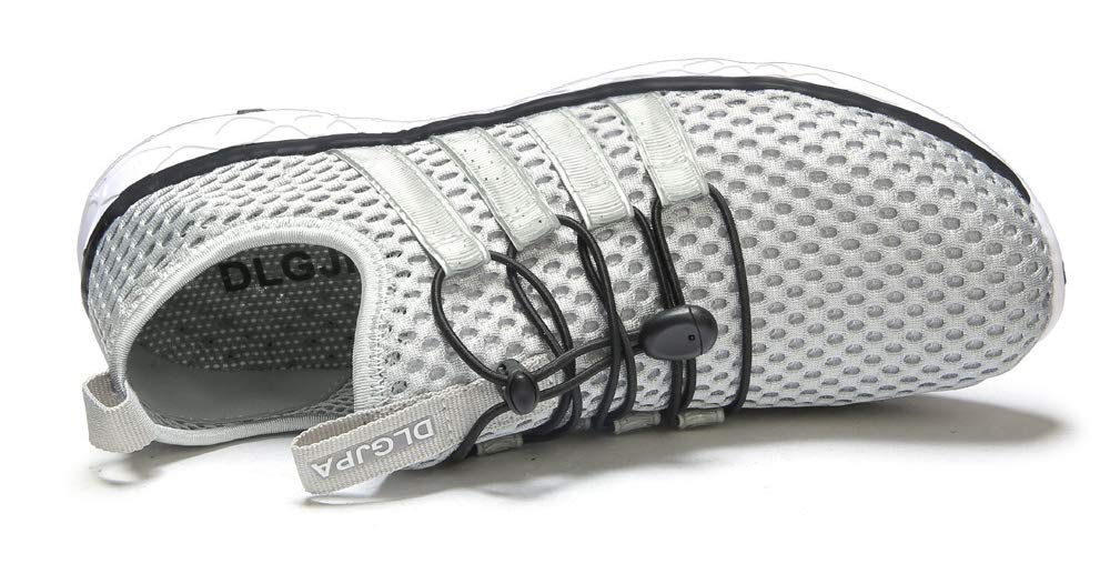 DLGJPA Women's Lightweight Quick Drying Water Shoes for Beach or Water Sports Slip On Walking Shoes LightGrey 6.5
