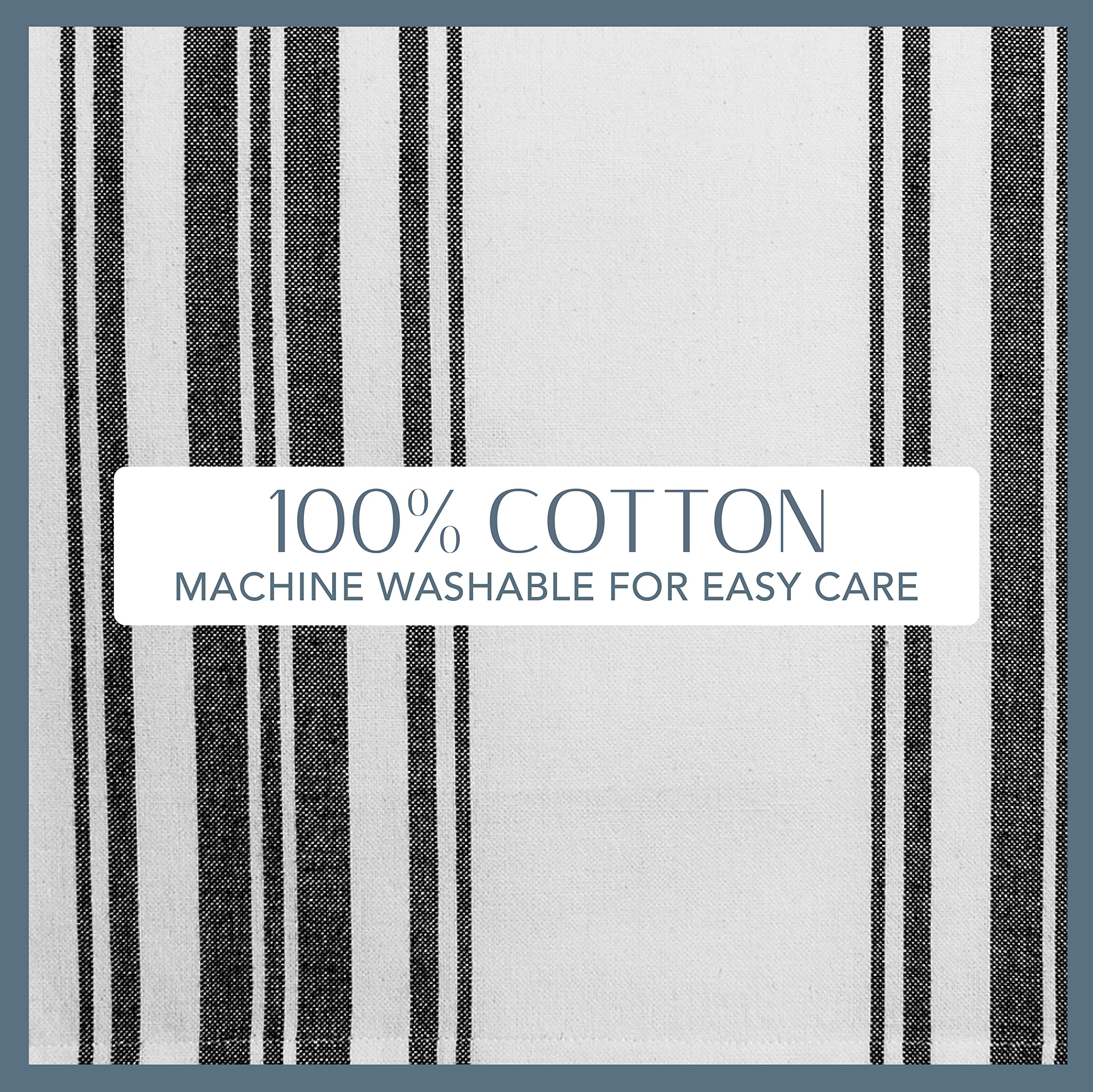 Elrene Home Fashions Farmhouse Living Stripe and Check Kitchen Towels, 17" x 28" (Set of 3), Black/White 3