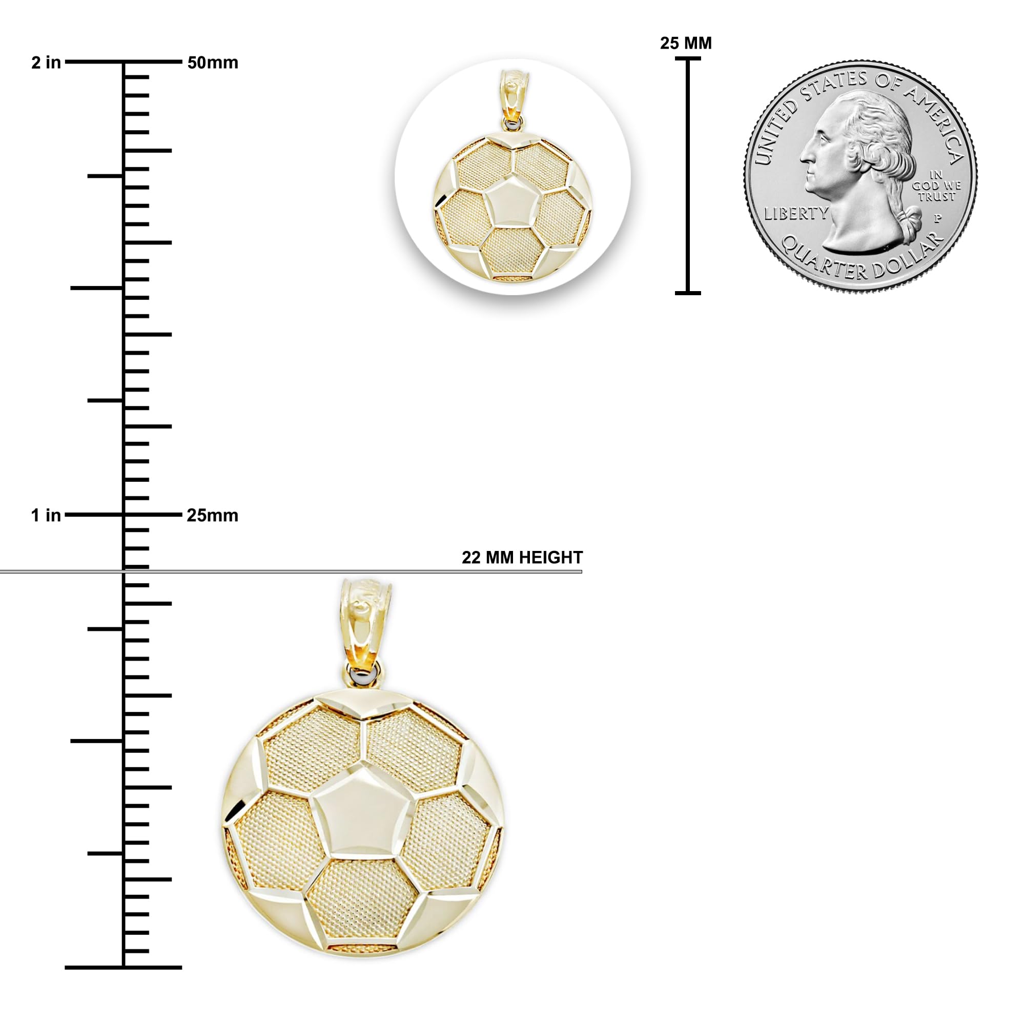 Charm America - Gold Soccer Ball Charm - 10 Karat Solid Gold