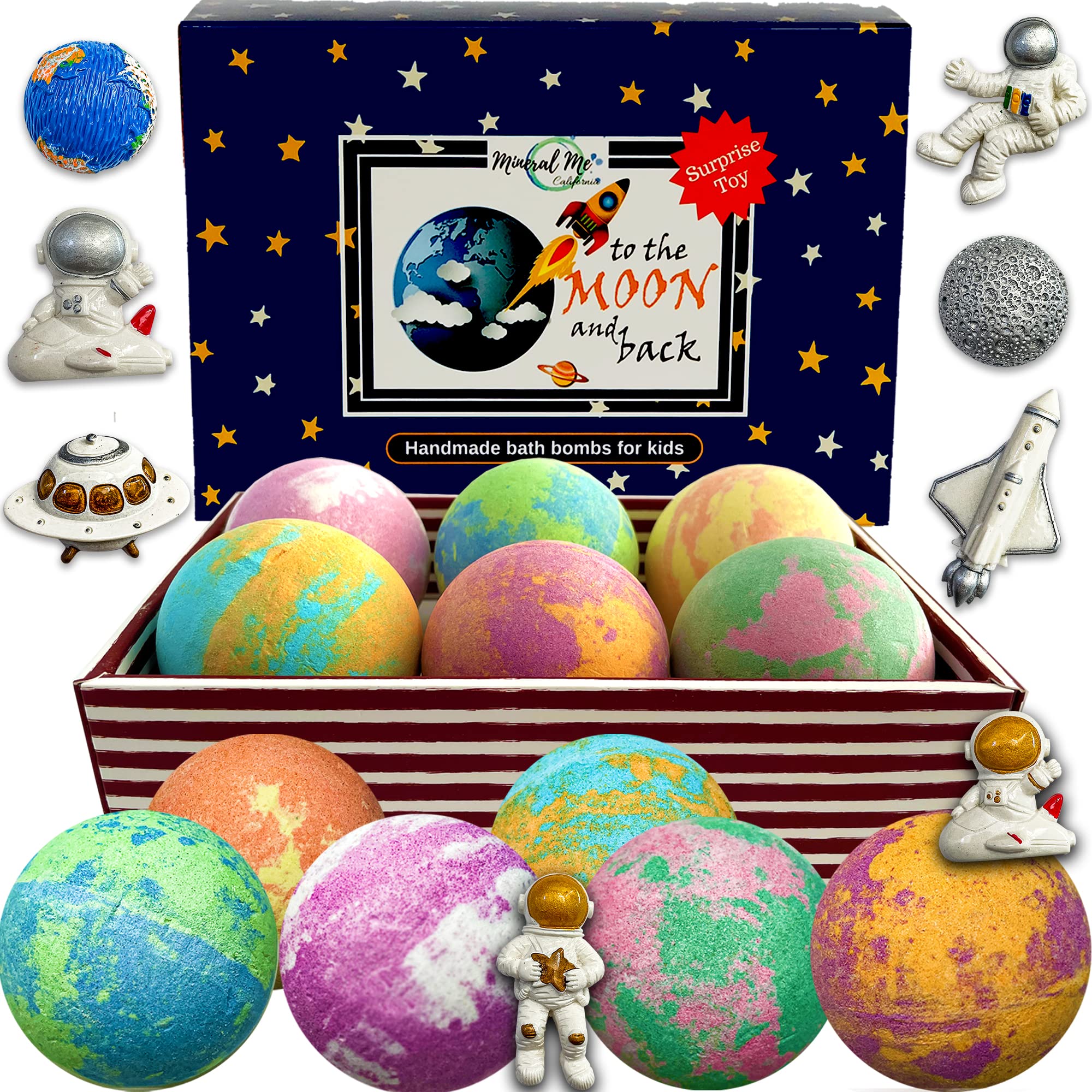 Galaxy Bath Bombs for Kids with Surprise Inside - Organic Bubble Bath Bombs with Educational Outer Space Planet Toys. Gentle, Natural & Kids Friendly - Birthday Gifts for Kids, Halloween Party Favors