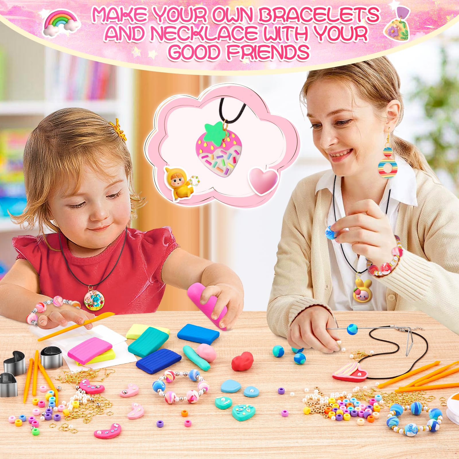 CGBOOM 527Pcs Polymer Clay Earring Making Kits,3 in 1 Clay Earring and Bracelet Making Kit, Jewelry Making Tools for Adults and Kids, Present for Girls,Teens and Adults