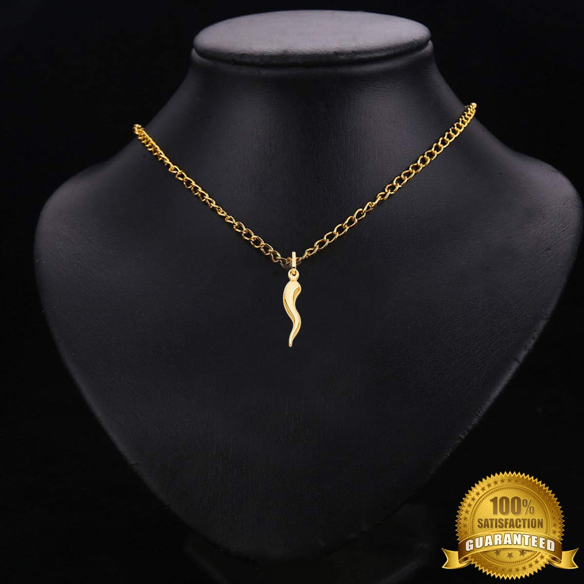 TGDJ 14k Yellow Gold Cornicello Italian Horn Charm Pendant - 4 Differnet Size Available (Height 23 MM Width 8 MM)