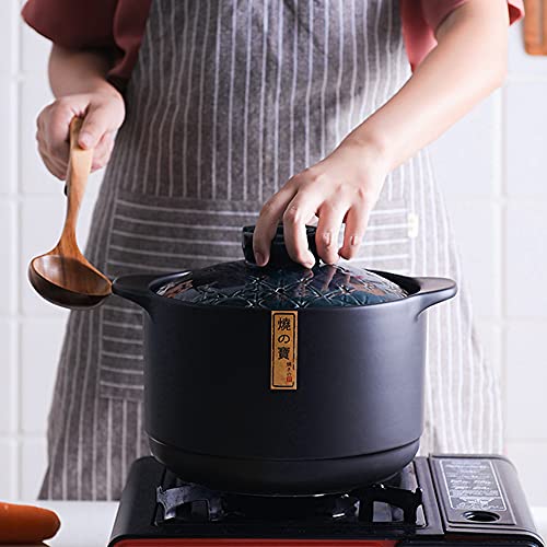 Lake Tian Ceramic Cooking Pot, Clay Pot Cooking, Earthenware Pot, Japanese Donabe, Chinese Ceramic/Casserole/Clay Pot/Earthen Pot Cookware Stew Pot Stockpot with Lid Small Steam, green 2L/2.1QT