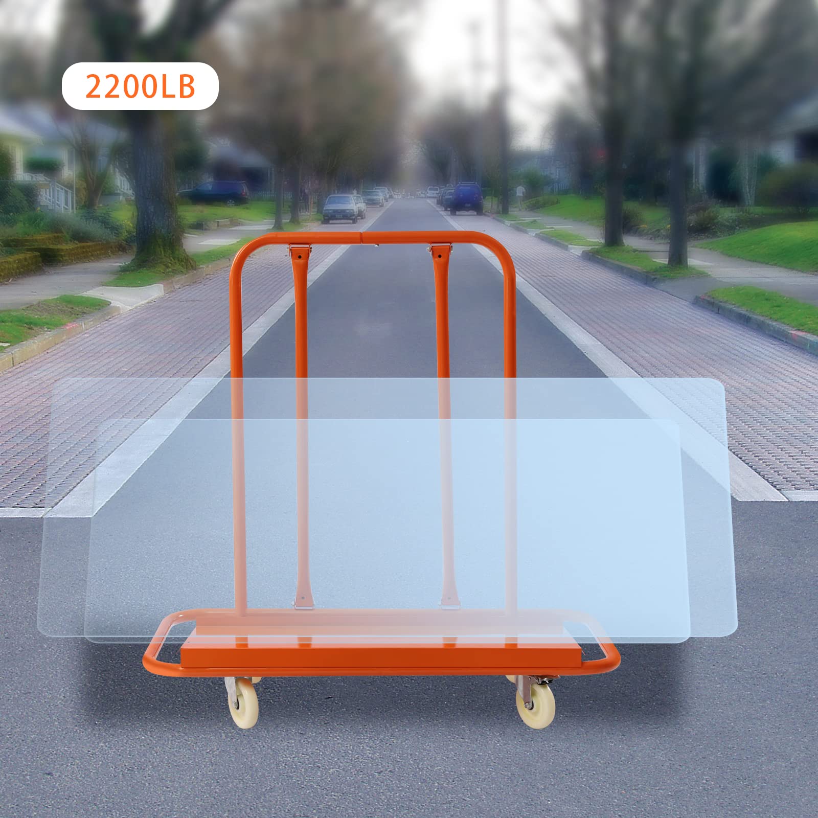 CNCEST 46.06 * 22.83 * 46.85in Commercial Drywall Sheet Cart,Drywall Cart Rolling Dolly Handling Sheetrock Sheet Panel-Load Capacity:3000lbs,for Factories/Express Stores (Load Capacity:2200 lbs)