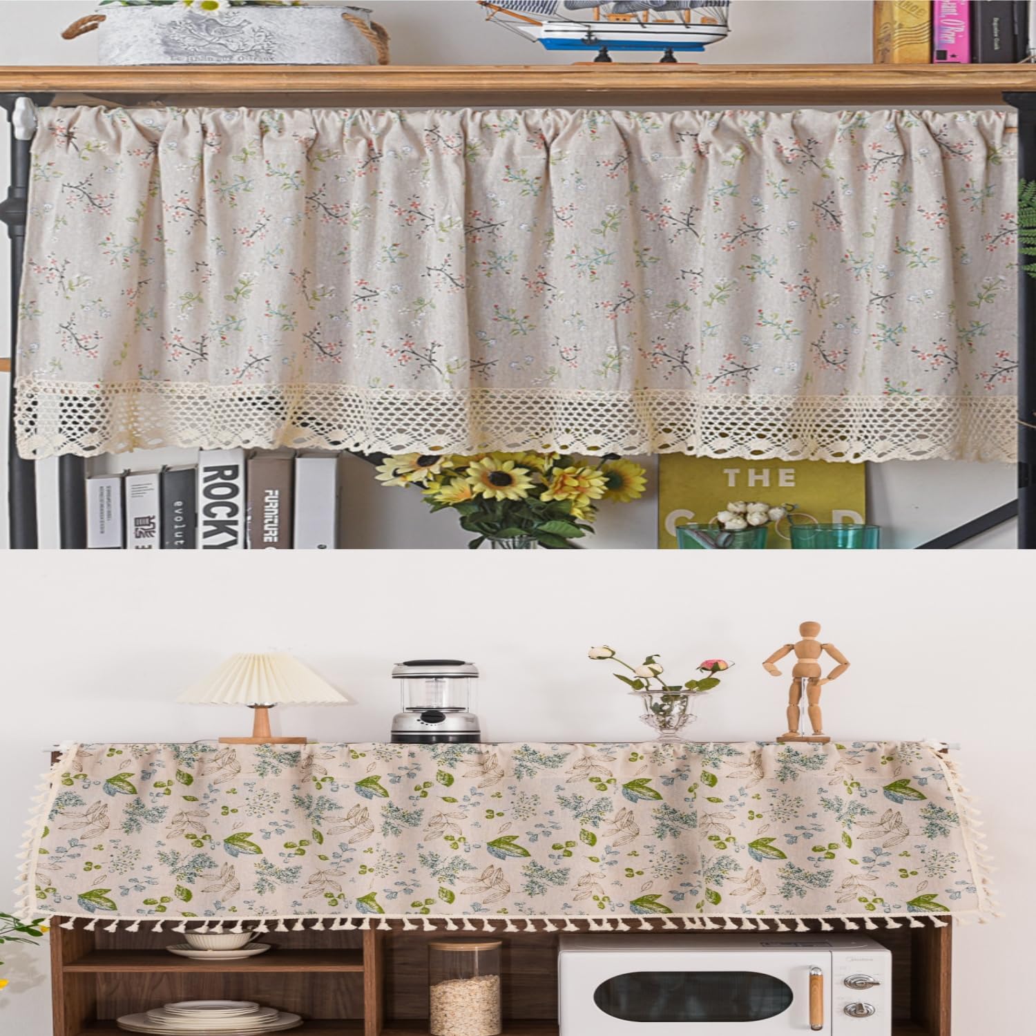 Linen Fabric Floral Pattern by The Yard- Precut 1 Yard 62 Inch Width for Sewing DIY Crafting Quilting Sofa Tablecloth Curtain Cloth