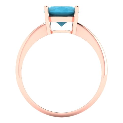 Clara Pucci 2.5ct Oval Cut Solitaire Simulated Turquoise Engagement Wedding Bridal Promise Anniversary Ring 18K Rose Gold Size 6.25