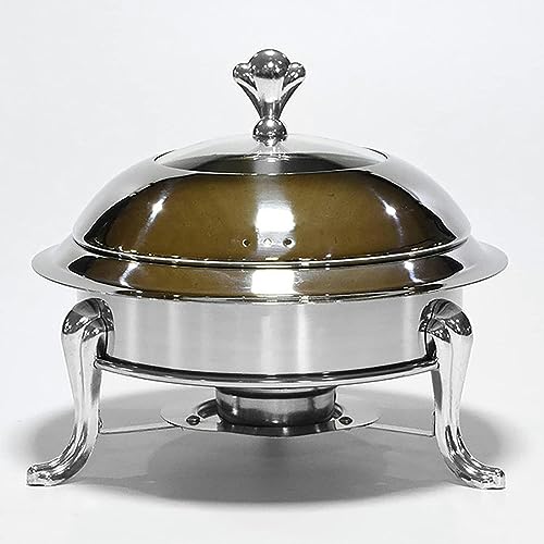 Chafing Dish Buffet Set, Round Durable Chafer and Buffet Warmer Set, Stainless Steel Chafer for Kitchen Party Dining Buffet,Gold,Stainless Steel Liner (Silver Stainless Steel Liner)