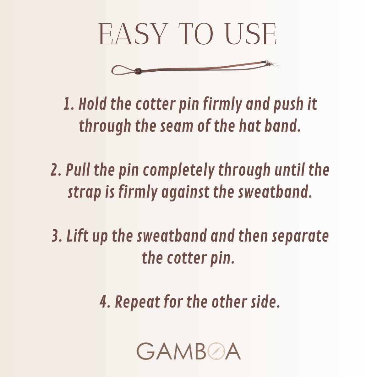 Gamboa 100% Leather Hat Chin Strap for Men and Women Removable Hat Chin Cord for Cowboy and Sun Hats Brown