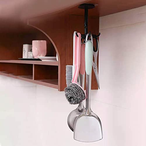 kdhgoo 1PC Self-Adhesive 360° Rotating Hook with 6 Hooks for Kitchen Bath Wardrobe Wall Hooks Space Saving No Drilling