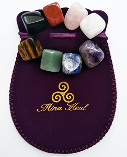 Chakra Stones Set of 7+1, Protection Crystals for Chakra Balancing, Healing Crystals and Stones for Crystal Therapy, Meditation & Reiki, Tumbled & Polished
