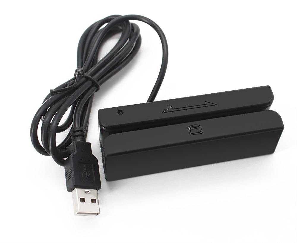Magnetic Stripe Card Reader, USB 3-Track Mini MSR Card Reader Swiper for Access Control POS System Cashier Registry