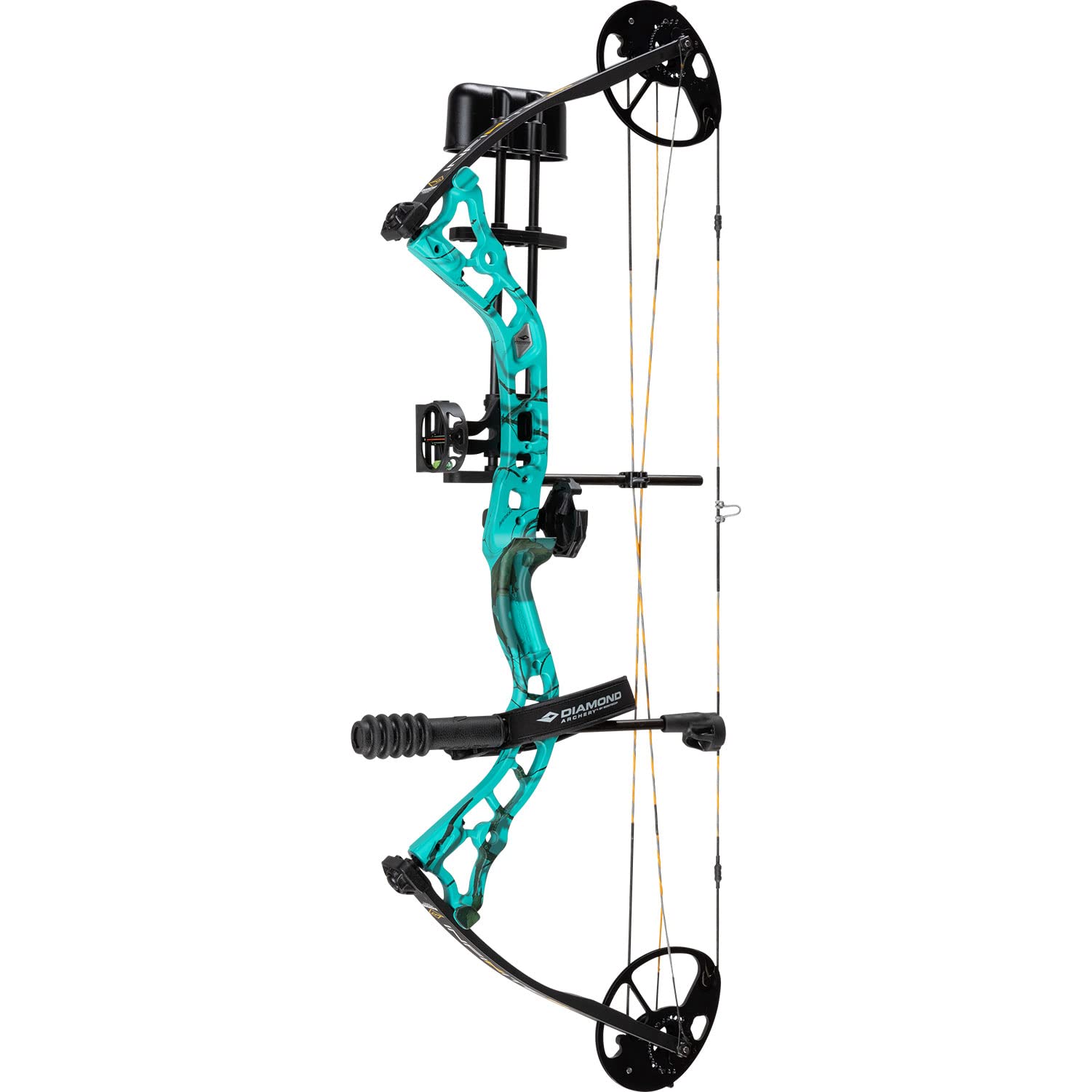 DIAMOND ARCHERY Infinite 305 Adjustable Fully Accessorized Hunting Compound Bow - 7-70 LBS Draw Weight, 19"-31" Draw Length, 305 FPS, Left Hand, Teal Country Root