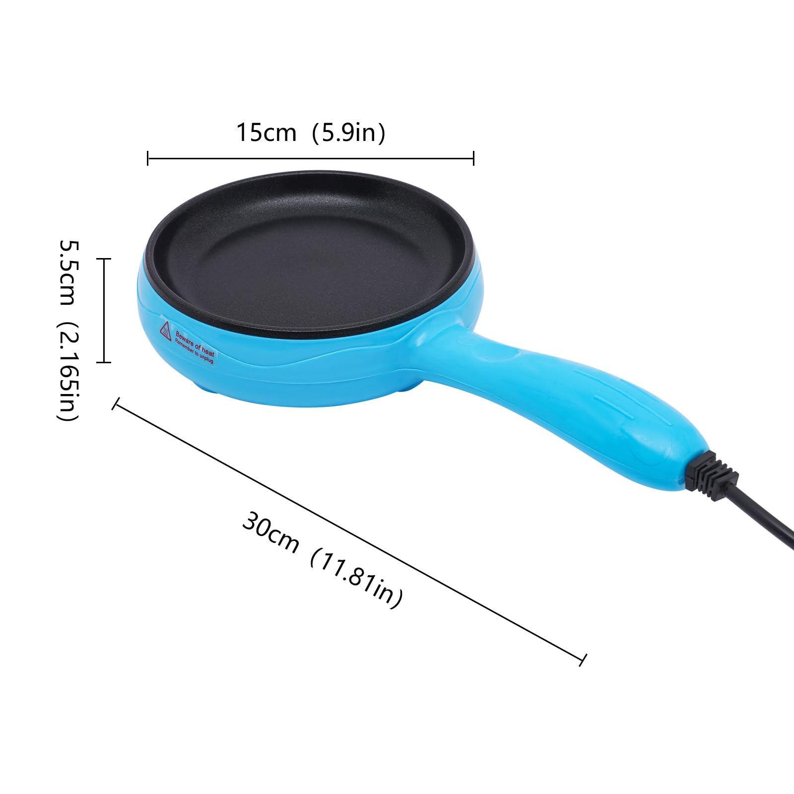 ZXTINGSHOP 6 Inch Frying Pan - 450W Nonstick Electric Skillet Fry Pan, Mini Frying Pan Egg Pan, 180°C/356°F, Blue