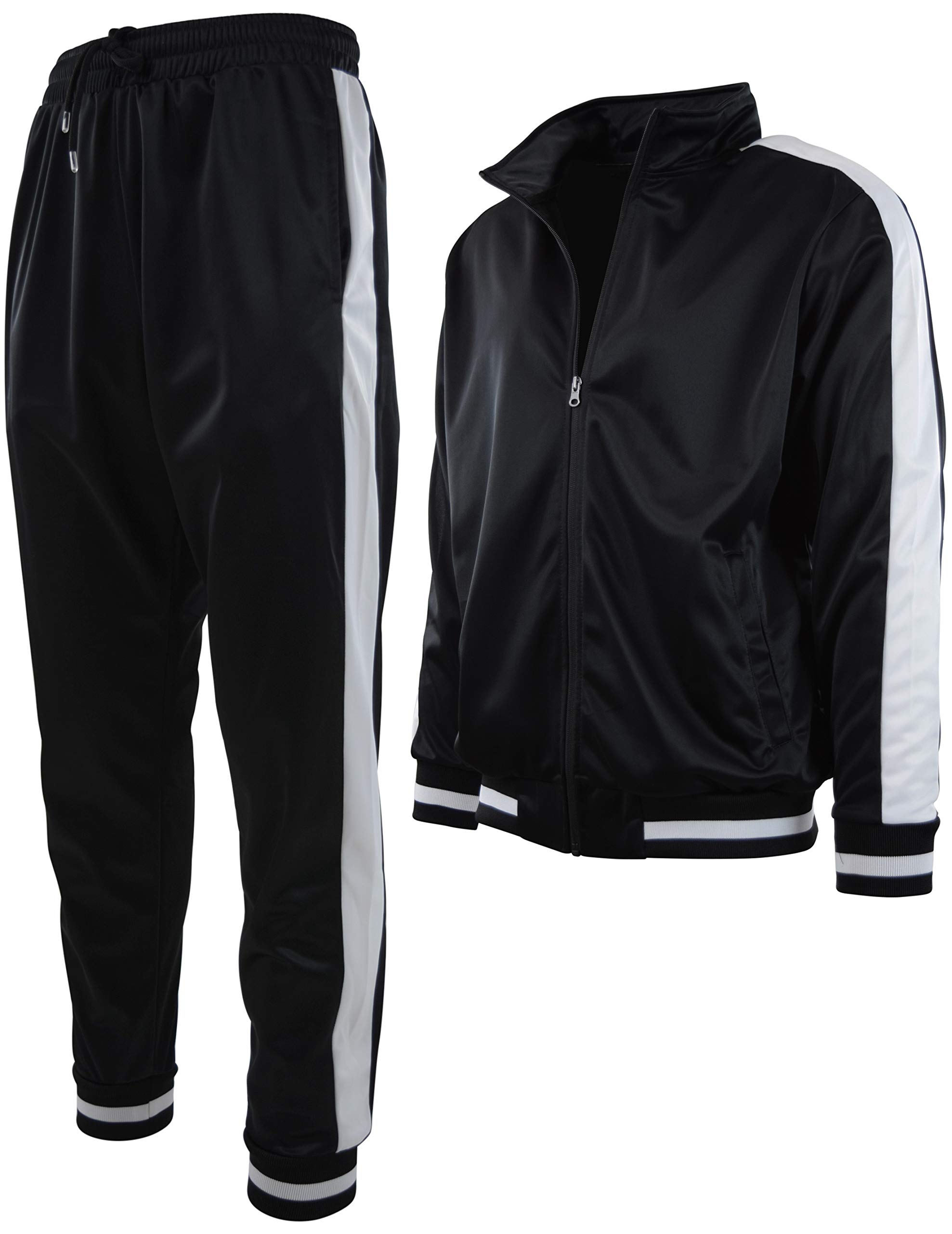 ChoiceApparel Mens Athletic 2 Piece Tracksuit Set (L, 877-Black)