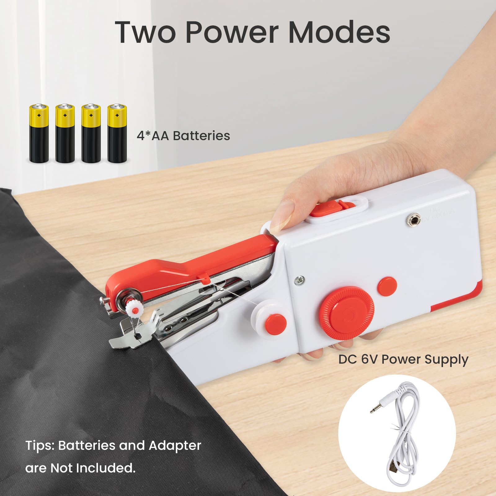 Handheld Sewing Machine, Mini Sewing Machine for Quick Stitching, Electric Portable Sewing Machine for Beginners, Hand held Sewing Device for DIY, Fabrics, Clothes, Home and Travel, White