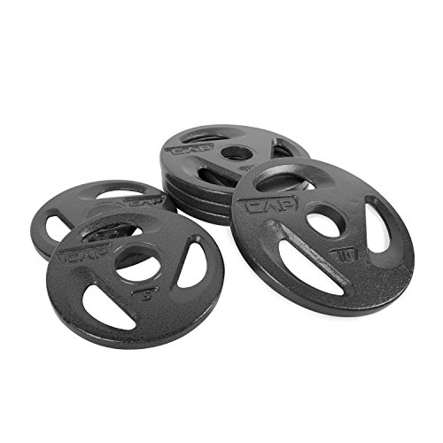 CAP Barbell Olympic Grip Weight Plates 50 Lbs Set, (4) 10 Lbs Plates and (2) 5 Lbs Plates, Olympic Plate Sets, Olympic Plate Weights (Bundle 2)