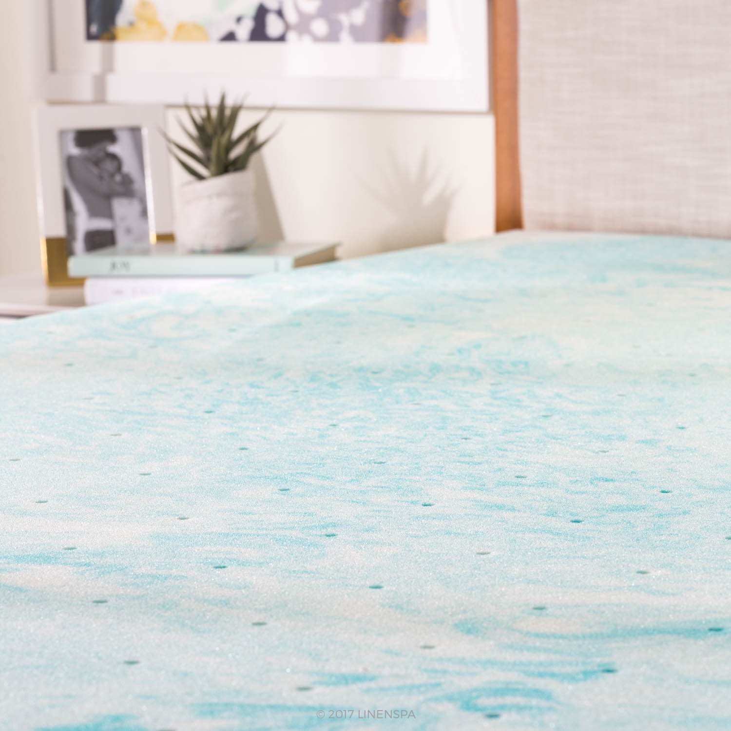 LINENSPA 3 Inch Gel Swirl Memory Foam Mattress Topper – Cooling Gel Infused – Pressure Relieving – CertiPUR Certified - Full