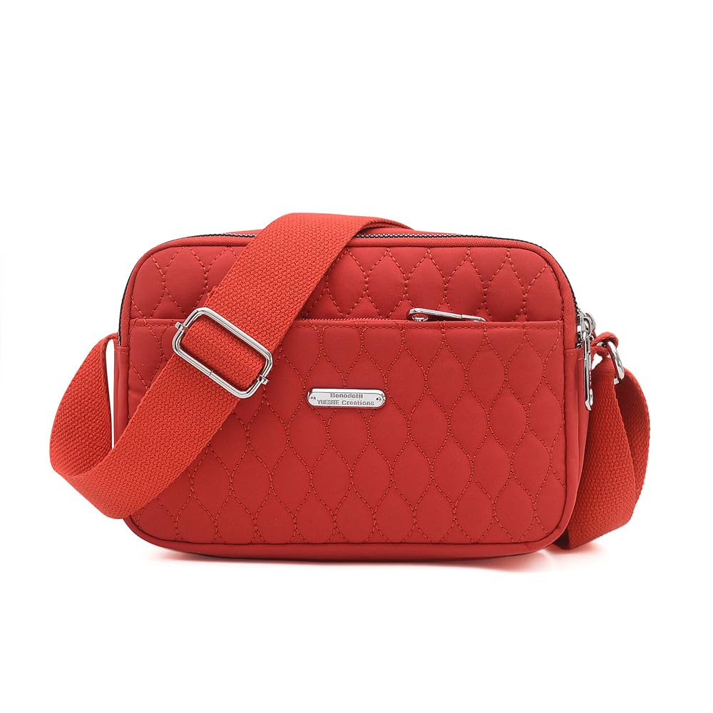 YANAIER Small Crossbody Bags Quilted Purse Mini Light Nylon Cell Phone Cross Body Wallet for Women Ladies Black