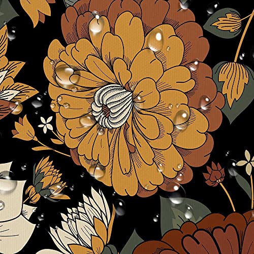 Torich Boho Floral Botanical Shower Curtain, Mid Century Morden Abstract Bohemian Flowers Tropical Leaves Bathroom Curtain, Waterproof Fabric Bathroom Accessories with Hooks 69X72