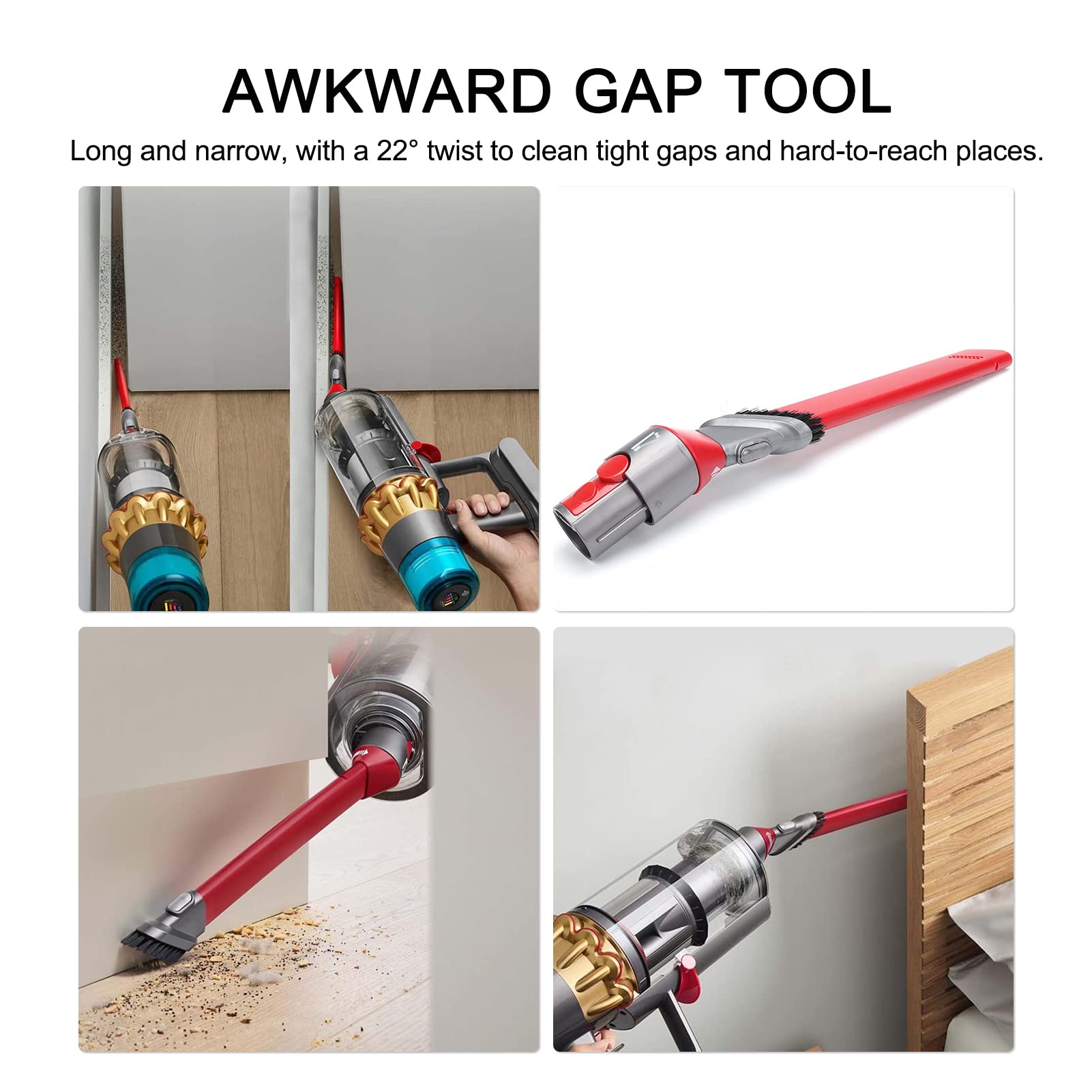 CGYGP Awkward Gap Tool Compatible with Dyson Vacuum Cleaner V15 V12 V11 V10 V8 V7 Vacuum Cleaner Accessories Ultra-Narrow Slit Corner Suction Head Brush Head
