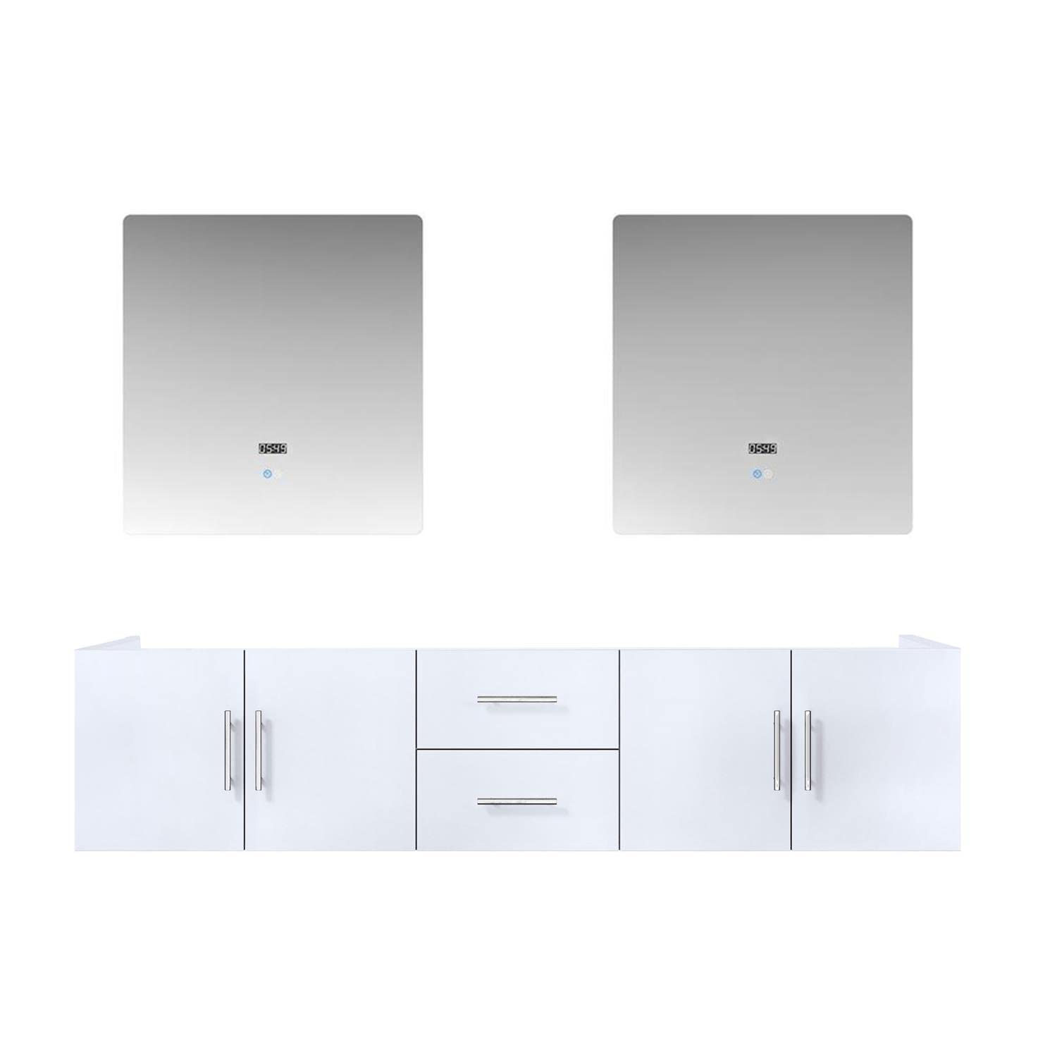 Lexora Geneva 80 in. W x 22 in. D Glossy White Double Bath Vanity and 30 in. LED Mirrors