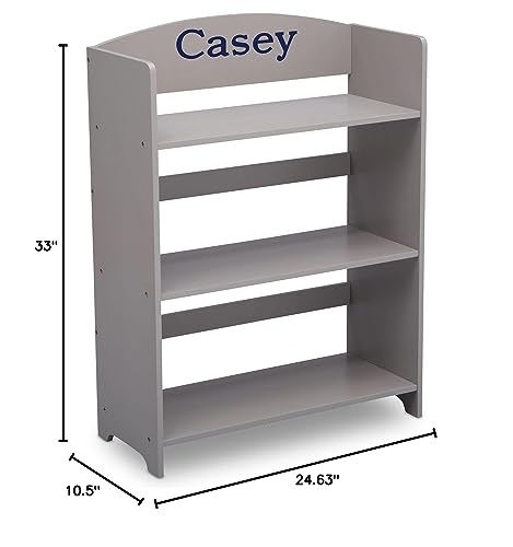 Delta Children Personalized 3-Shelf Wood Bookshelf, Greenguard Gold Certified, Grey