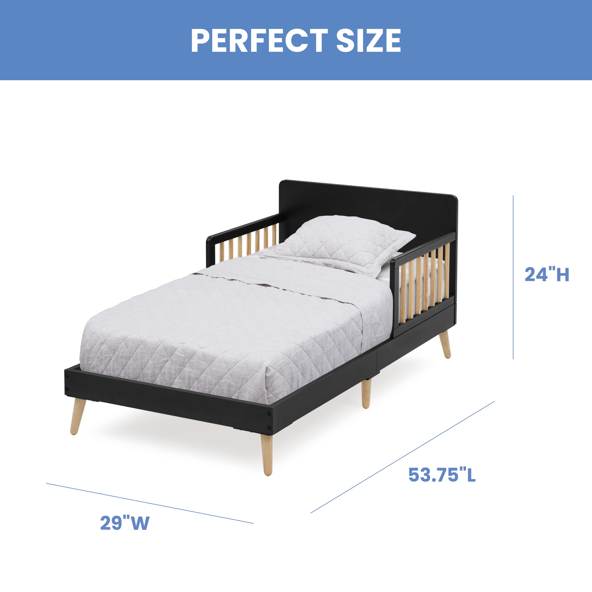 Delta Children Logan Wood Toddler Bed, Greenguard Gold Certified, Mint/Natural
