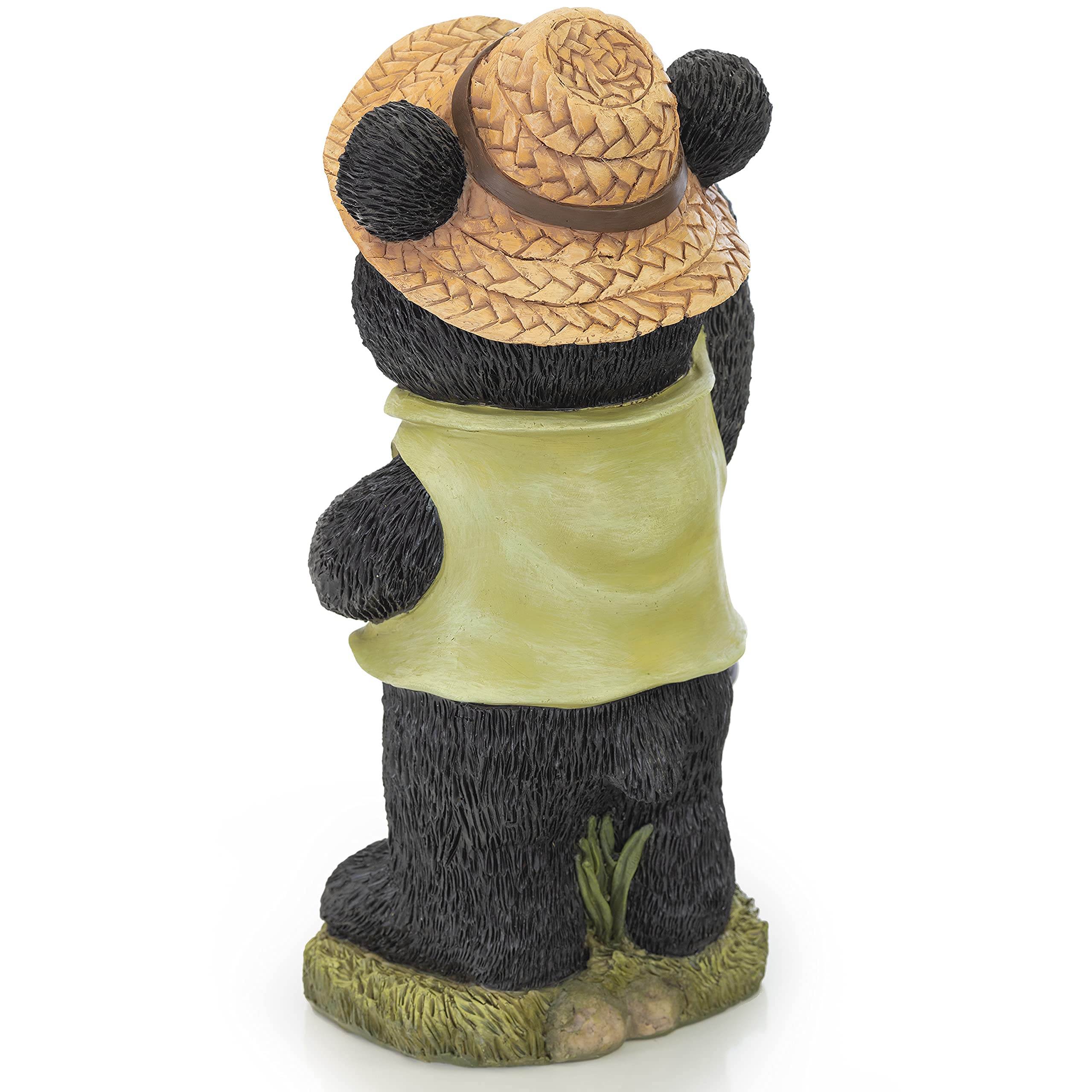 VP Home Camping Bear with Lantern Solar Powered LED Outdoor Decor Garden Light Bear Yard Statue Bear Outdoor Decor Bear Yard Decor Bear Statue Cedar Carved Bear with Solar Lantern Garden Bear