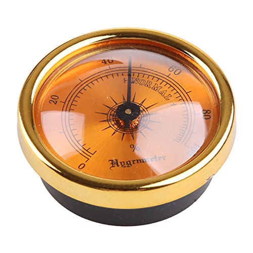 Gold Round Glass Analog Hygrometer For Humidors Gold For Guitar Violin Cabinet File Box 44x44x22mm